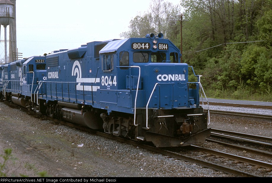 CR GP-38-2 8044 leads an eastbound into the yard at "R" tower